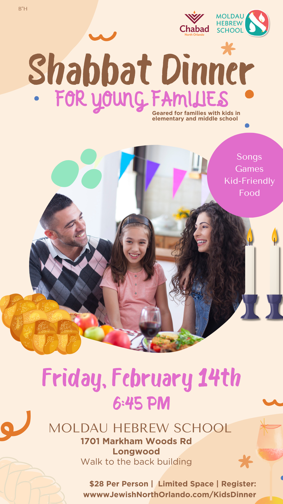 Shabbat Dinner for Young Families - JewishNorthOrlando.com
